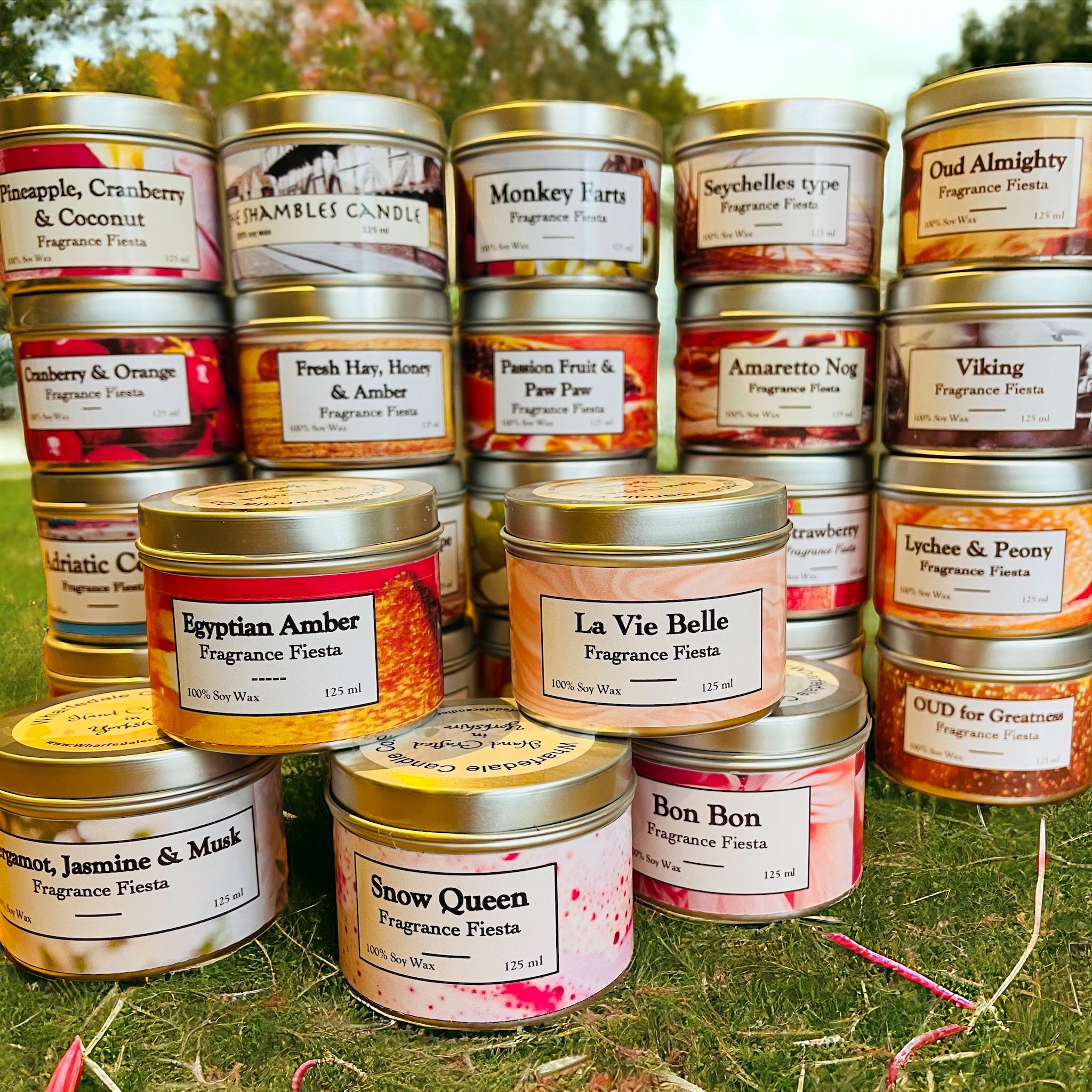 Fiesta Candle in a Tin - £6 each (or 3 for £15) – Wharfedale Candle Co.